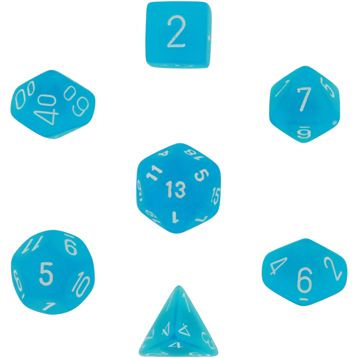 Chessex Frosted Caribbean Blue 7 Piece Dice Set Ebay