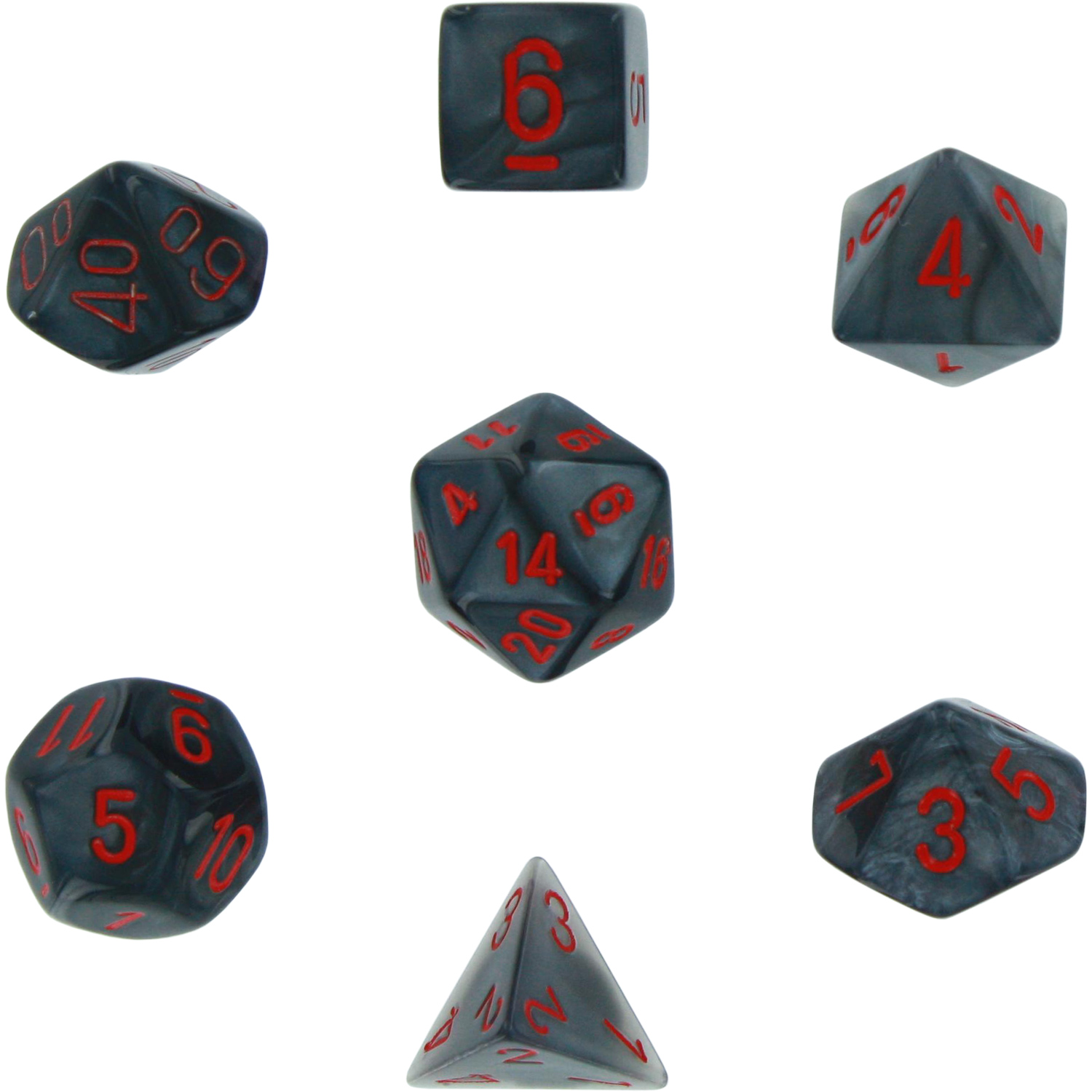 Polyhedral 7 Die Velvet Dice Set Black With Red Ebay